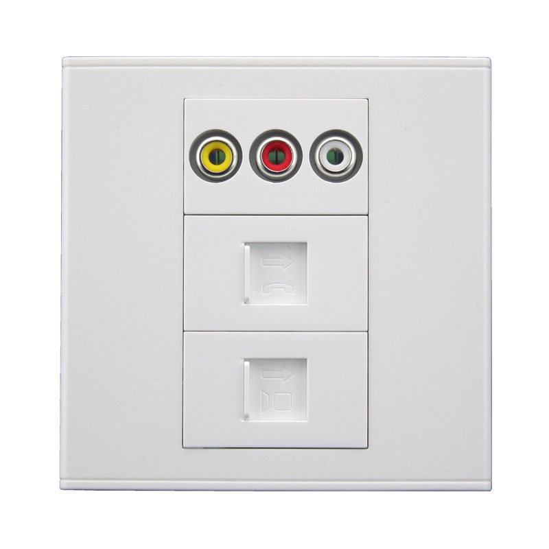 Type 86 Internet Phone Audio Socket Panel RJ45 Network + Telephone ...