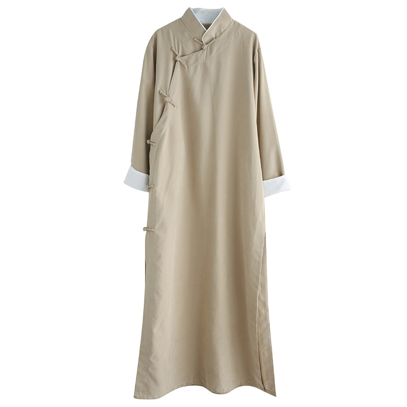 Hanfu Pria Tang Suit - Beludru Kulit Persik Retro Jubah Panjang