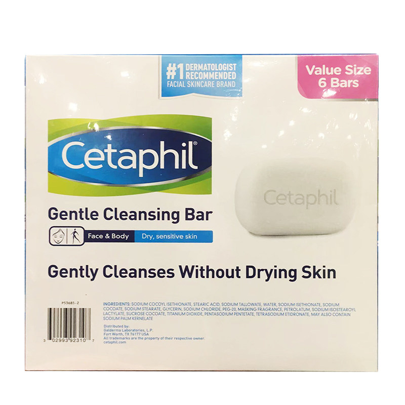 Cetaphil Moisturizing Soap for Face & Body - Sensitive Skin - 6 Bars x 127g