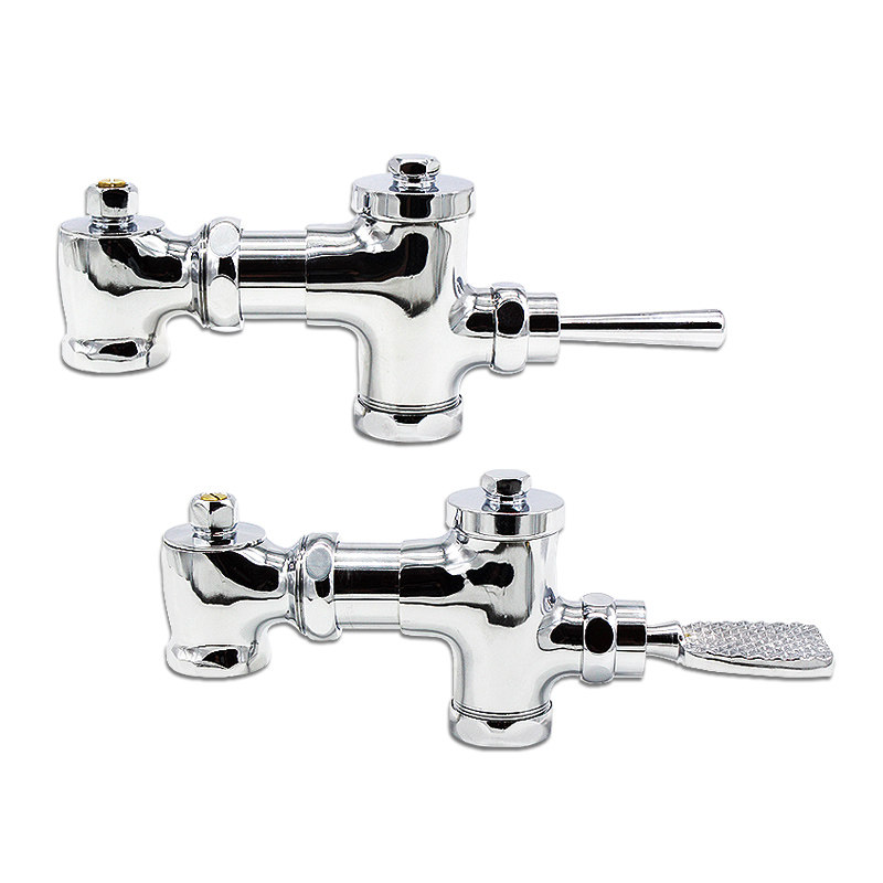 Spyh Horizontal Foot Flush Valve - All Copper Squat Toilet Valve