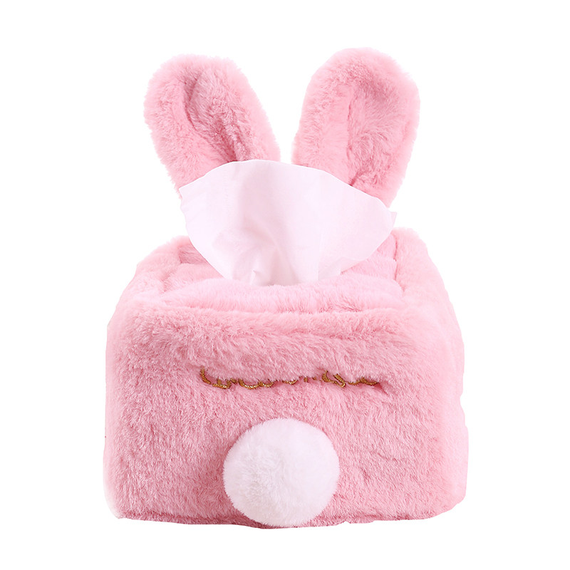 Plush Tissue Box Cover - Cute Cartoon Pink Girl Heart Style