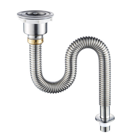 Kitchen Stainless Steel Vegetable Sink Water Pipe | Basket Overflow ...