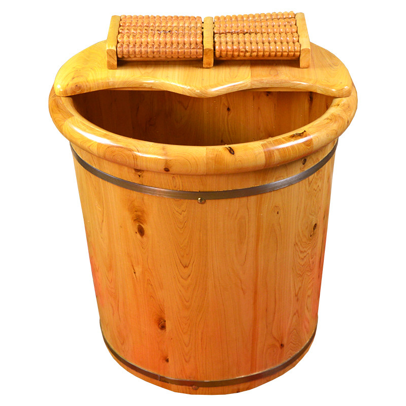 Cedar Wood Foot Bath Barrel with Cover - Solid Wood Tub for Calf