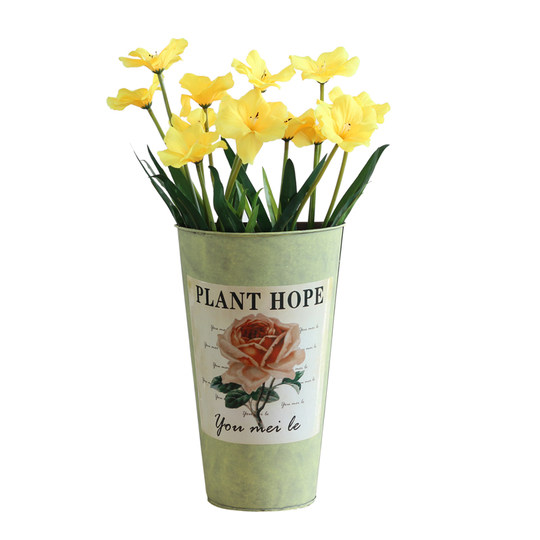 Flower Bucket Flower Arrangement Semi-Circular Iron Bucket Retro Home ...