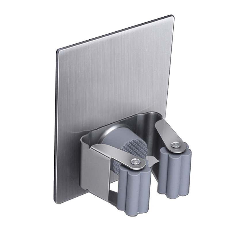 304 Stainless Steel Mop Rack: Waterproof Bathroom Storage for Glass Walls