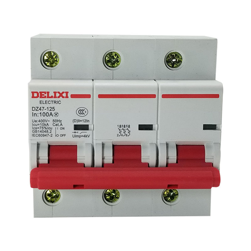 Delixi cdb2 disjuntor dz47 3p 100a 125a 380v interruptor de ar trifásico de porta total