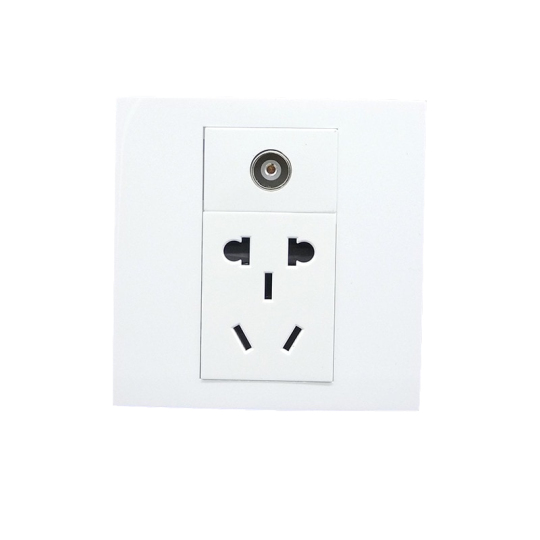 Type 86 5-Hole Power Socket with TV Port - 10A Digital Panel