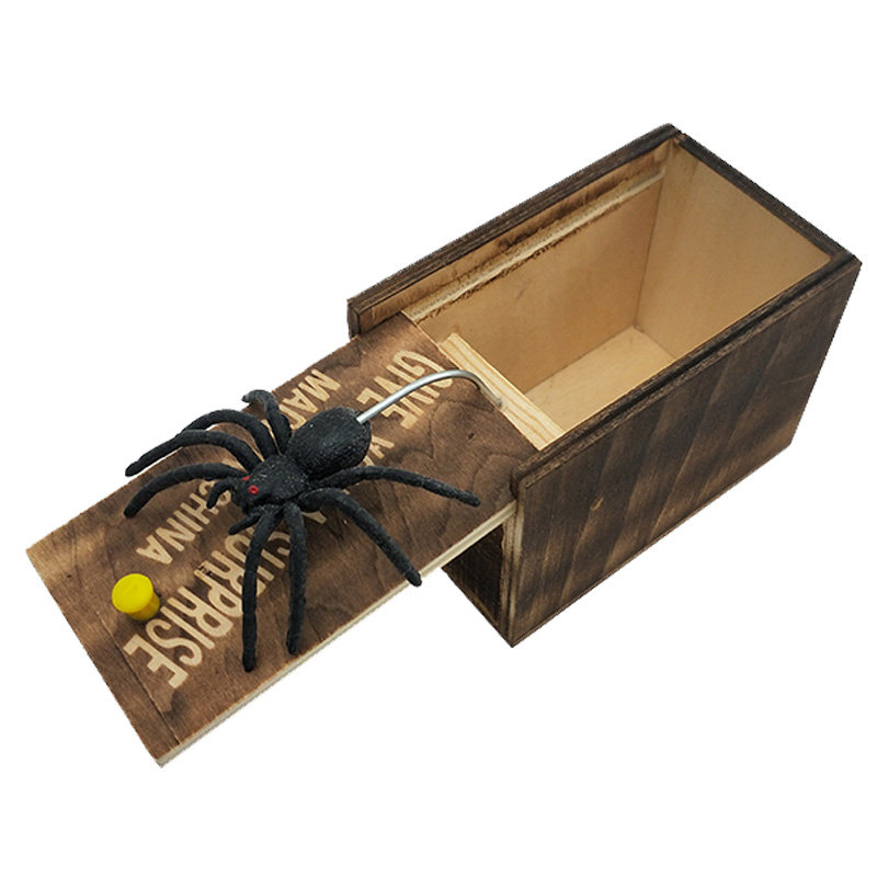 Halloween Scary Jump Spider Wooden Box - Spoof Gift Surprise Tricky ...