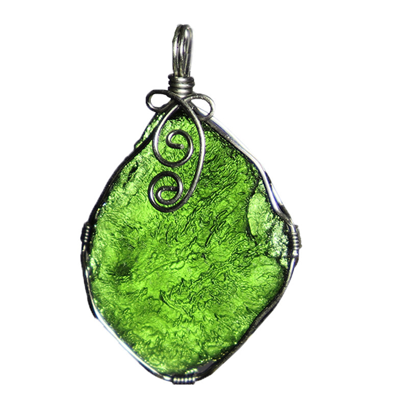 Crystal Meteorite Pendant - Green Natural Gemstone Jewelry
