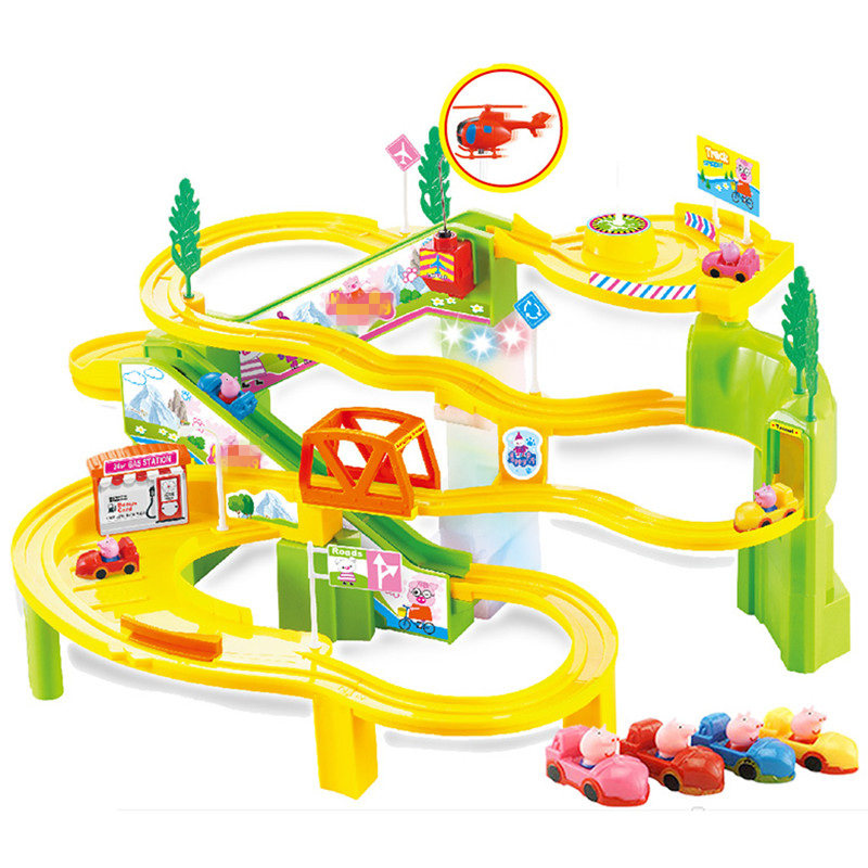 Piggy Peggy Track Car Toy Electric USB Rechargeable Slide Assembly ...