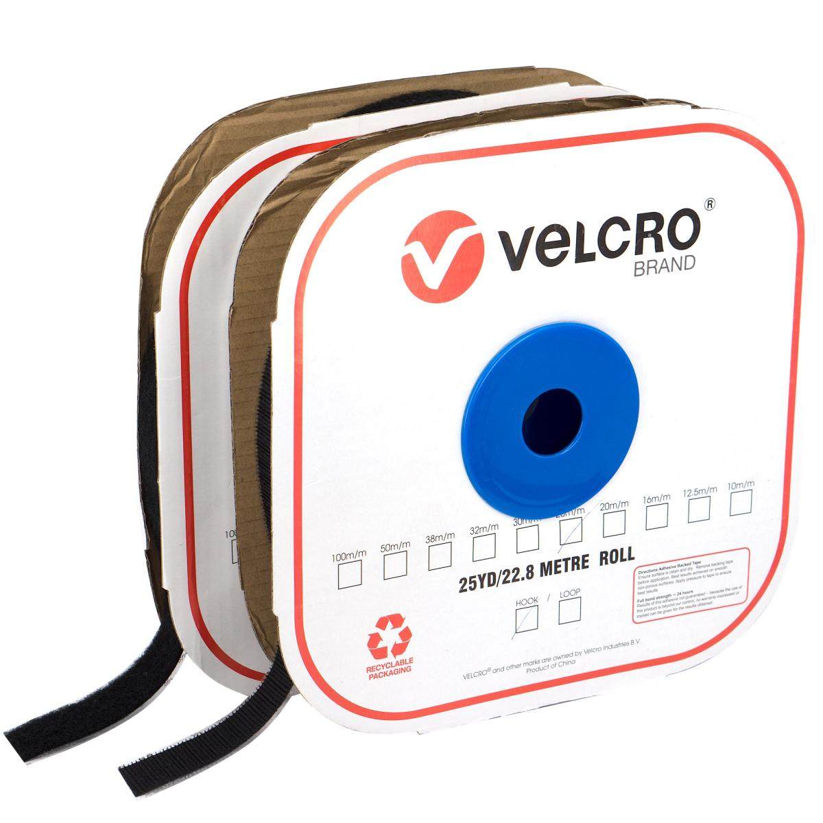 Velcro Brand Adhesive Velcro - Black, 25 Yard Roll