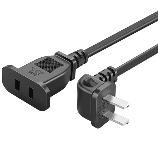 Cablecreation 2-Plug Extension Cord - 2-Core Power Cable for TV, Appliances