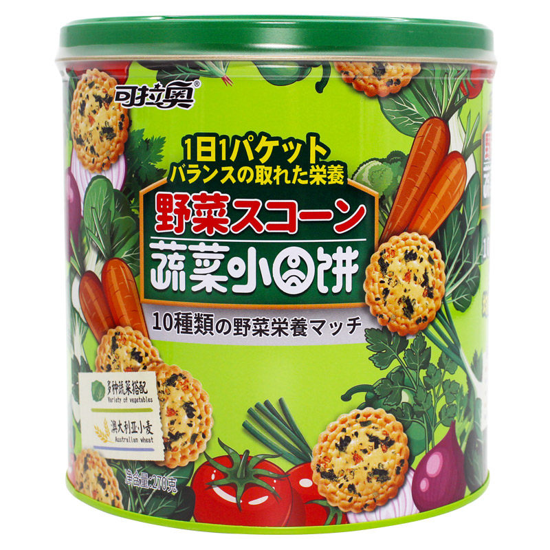 Koloo Vegetable Round Cakes - 240g Bucket - Mixed Vegetable Crackers