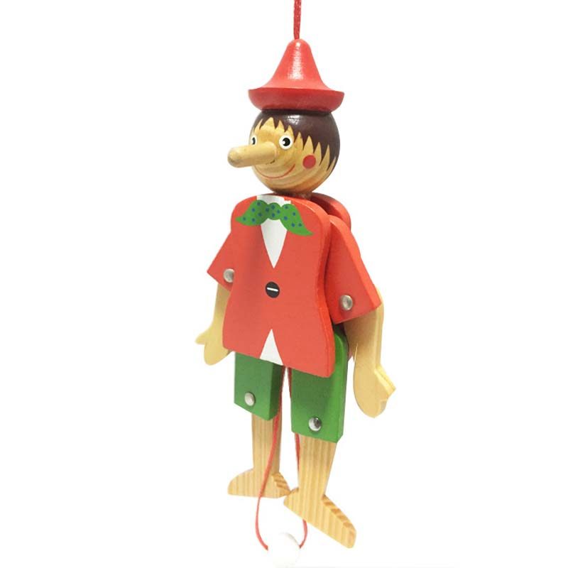 Green Wooden House Pinocchio Wooden Pulling Puppet - Long Nose Movable ...