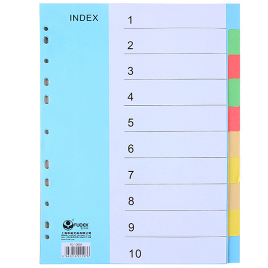 Fudek A4 10-Raster Papier-Register - Farbige Trennblätter