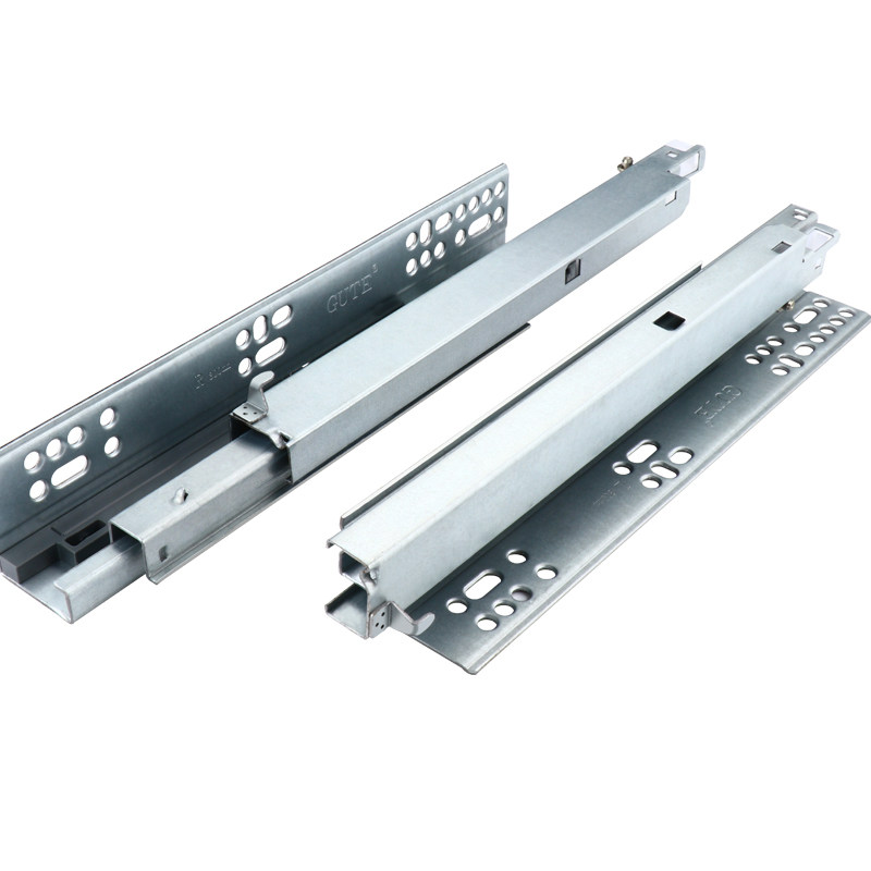 Good 25cm 3-Section Bottom Drawer Slide - Silent Rebound Track