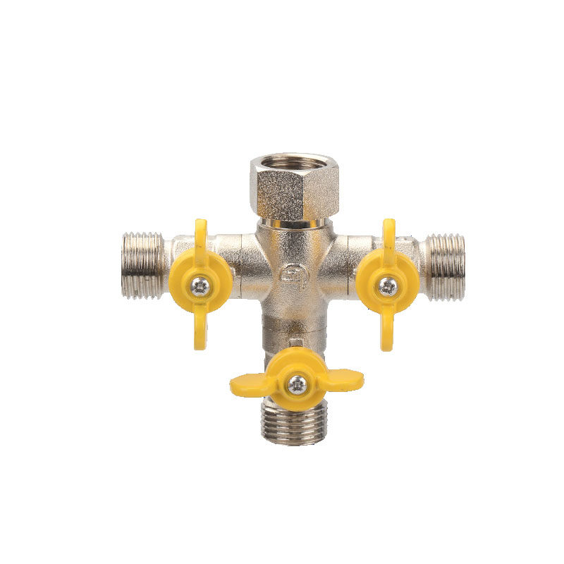 Brass 4-Way Water/Gas Valve - Multi-Purpose Water Divider