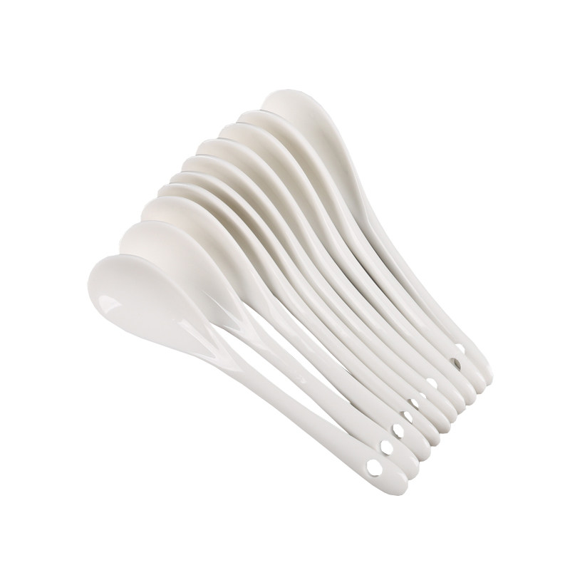 Ceramic Coffee Spoons - Set of 10 - Pure White