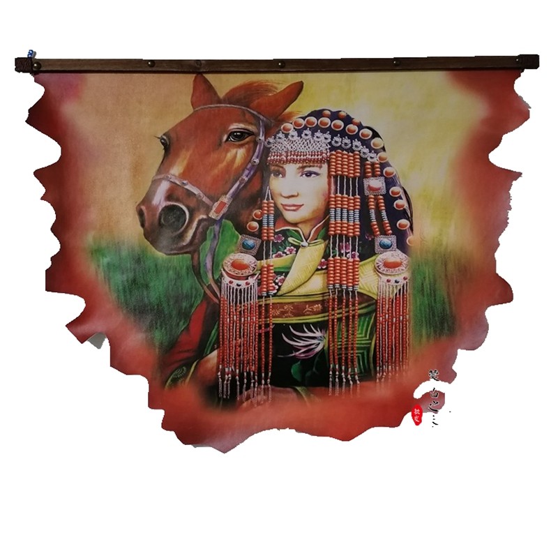 Mongolian Leather Paintings - Folk Art Wall Decor