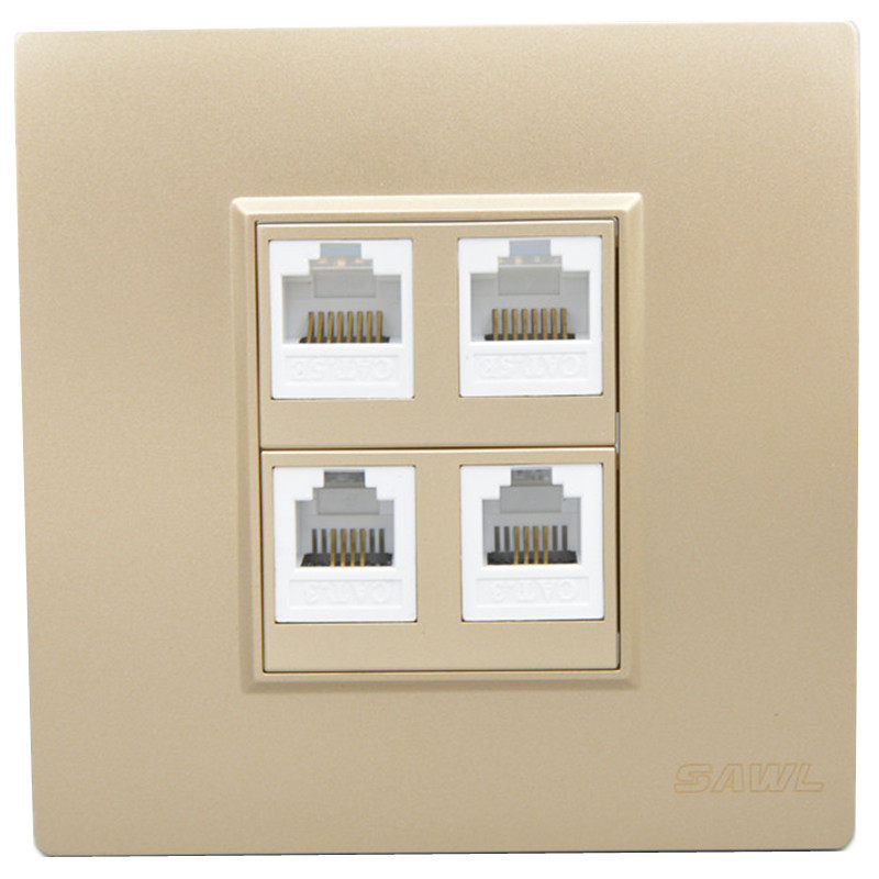 Champagne Color Dial-Free 4-Port Network Cable and Telephone Line ...