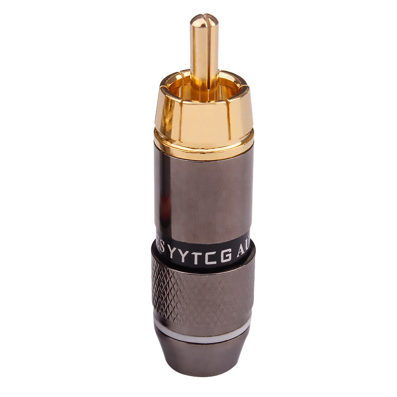 Pure Copper Gold-Plated RCA Audio Signal Line Plug for DIY Audio Box