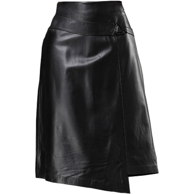 Haining leather skirt female 2024 autumn and winter versatile high waist irregular mid -length ...
