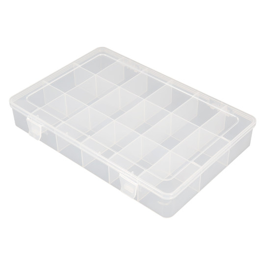Transparent Fixed Grid Box | 18-Grid Parts Storage with Lid