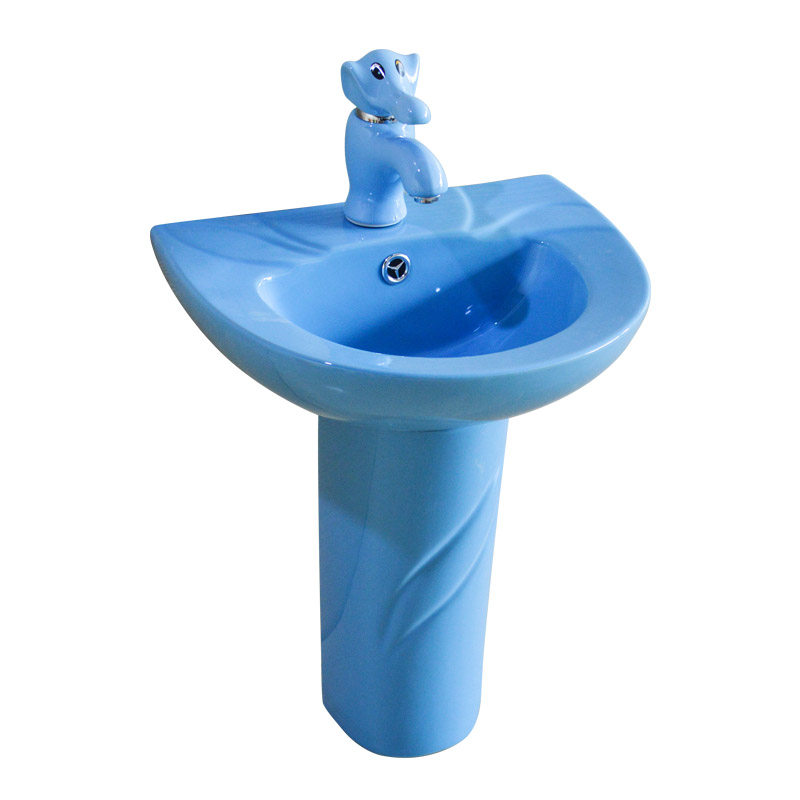 Kindergarten Children's Color Ceramic Column Basin - Cartoon Wash Basin ...