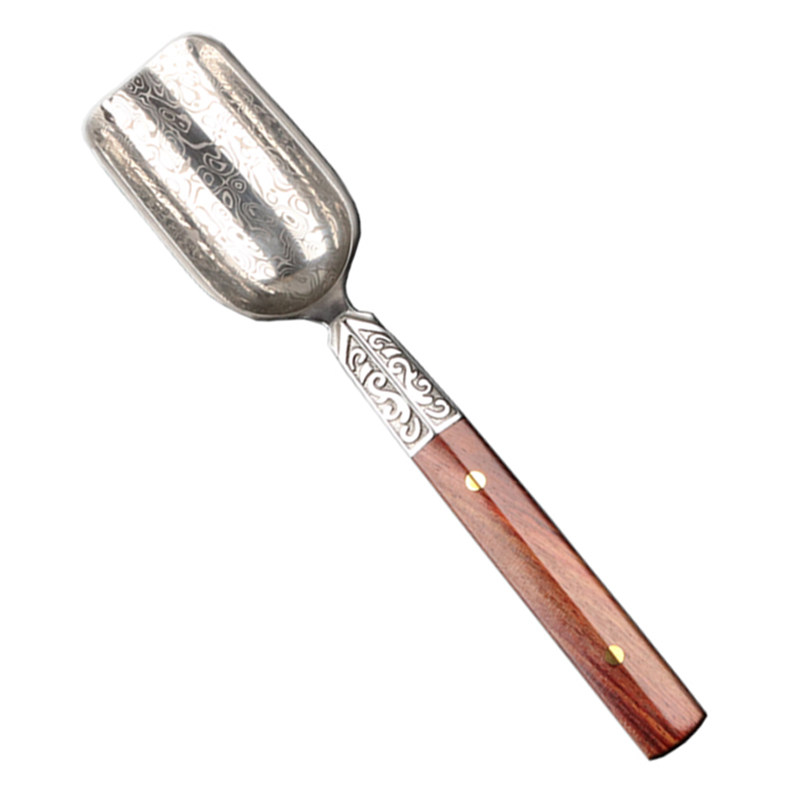 Sumuju Damascus Steel Tea Spoon - Kung Fu Teaspoon with Long Handle