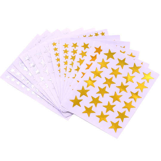 Golden Star Reward Stickers - Silver & Gold - Waterproof - Kids DIY Crafts