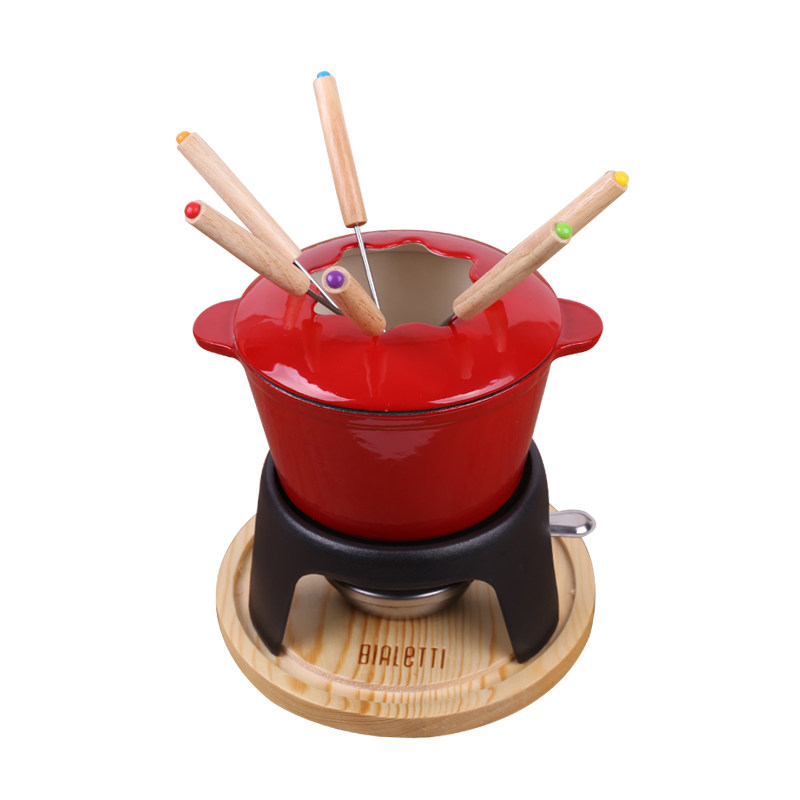 Byonelife Cast Iron Fondue Pot - European Style Cheese & Chocolate Hot Pot