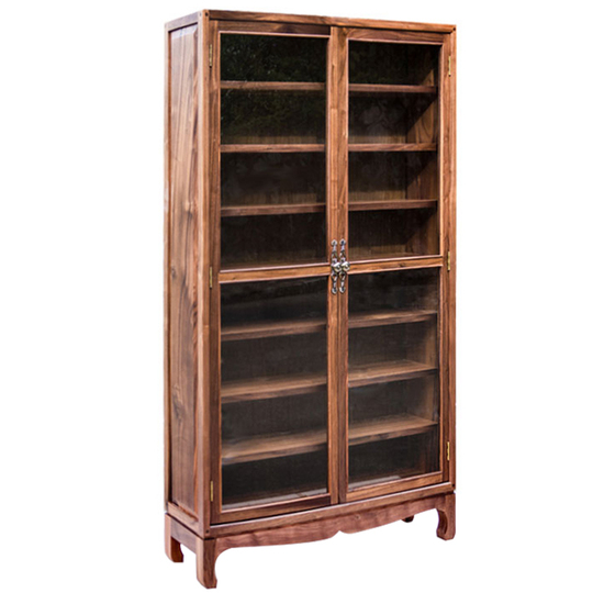 Liaofan Solid Wood CD DVD Storage Cabinet - Black Walnut