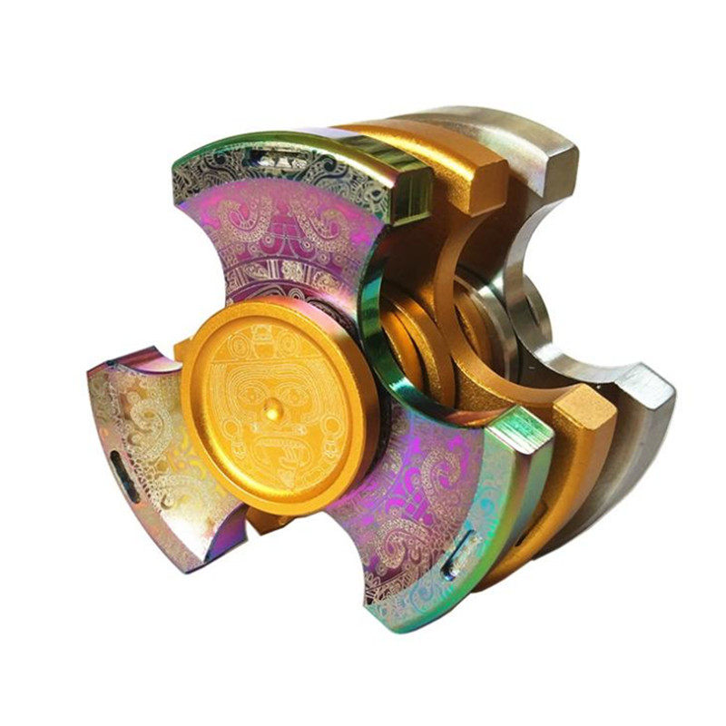 Stainless Steel Finger Gyroscope EDC Toy - Mayan Fingerprint Twist