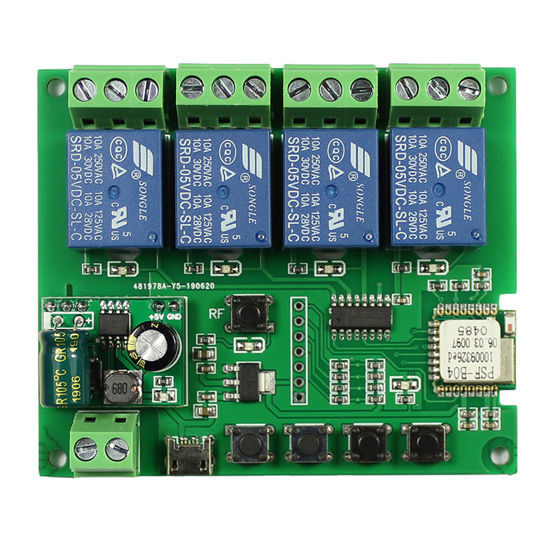 Yiweilian Mobile App Remote Control Smart Switch 4-Way Relay 4-Way WiFi ...