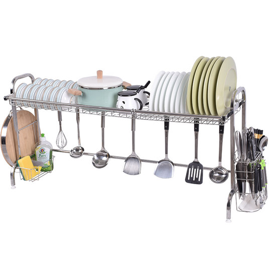 304 Stainless Steel Sink Bowl Rack - Kitchen Dish Storage Table Organizer