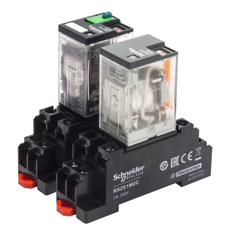 Schneider Intermediate Relay 24V DC 220V AC - Small 8-Pin Base RXM4LB2BD