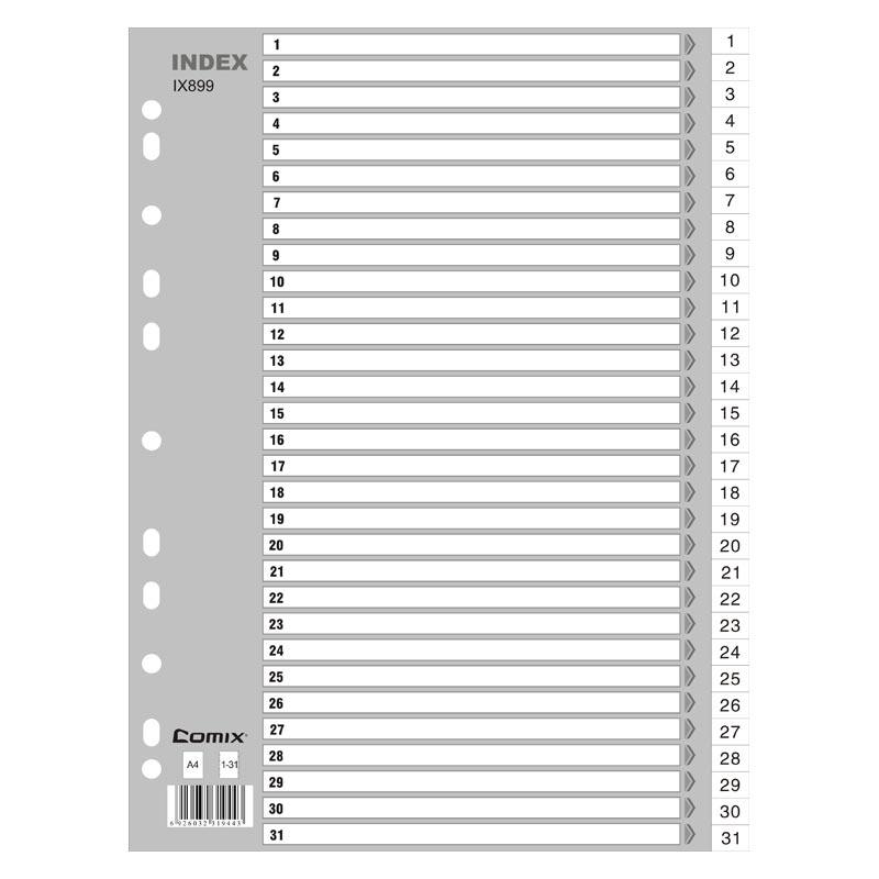 Comix Ix899 A4 Index-Register - 31 Seiten, PP-Kunststoff