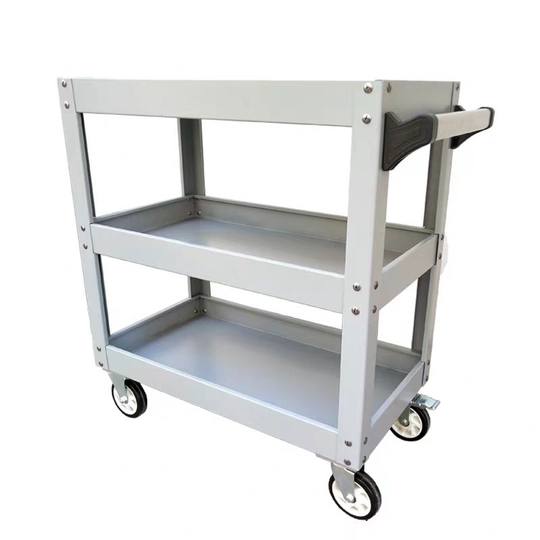 Three-Layer Tool Cart: Mobile Trolley for Auto Repair Shop Parts