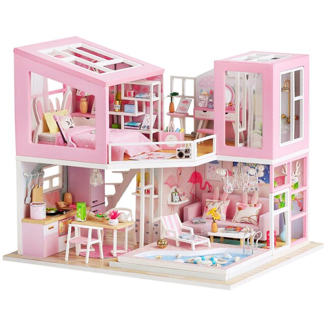 Hongda DIY hut villa handmade gift house model assembly European art ...