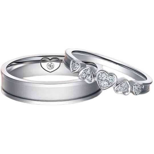Dr My Heart Series Diamond Wedding Ring - White 18k Gold Custom Couple Ring