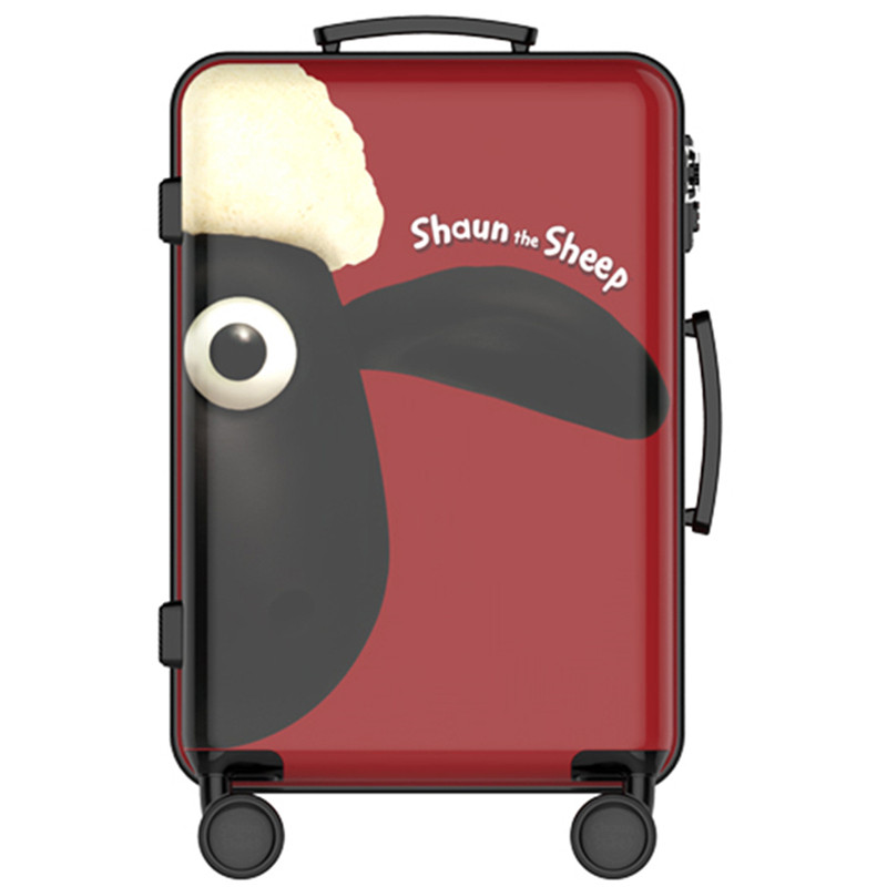 Shawn the Sheep Red Kids Suitcase Cartoon Storage Trolley Case