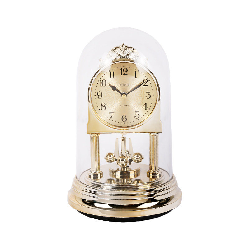 Rhythm Japan Lisheng Clock Creative Transparent Table Clock with Golden ...