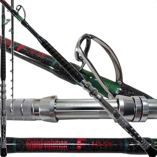 Gokuspe Deep Sea Fishing Rod - 2.45m Fiberglass Boat Rod for Tuna & Cod