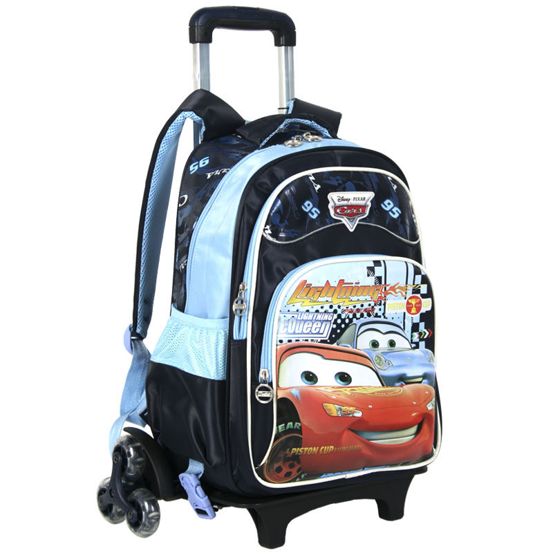 Disney Children's Three-Wheel Trolley Schoolbag for Boys, Ages 6-12