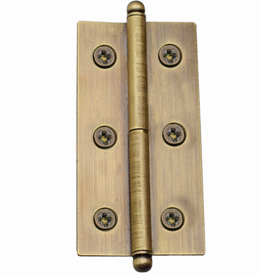 Chinese Antique Pure Copper Cabinet Door Hinges - Lotus Leaf Design