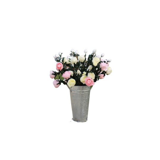 Retro Tin Flower Bucket for Dried Flowers and Home Decoration