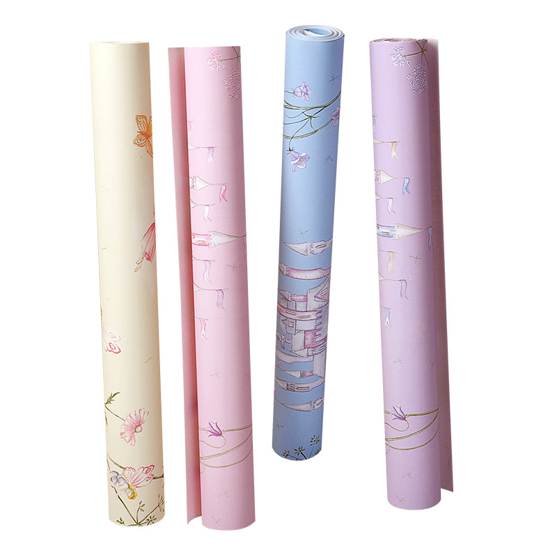 Loho Cartoon Castle Wallpaper for Girls - Pink & Blue Bedroom Decor
