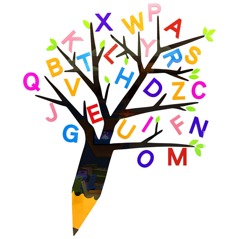 3D English Tree Wall Sticker - Children's Room Decor
