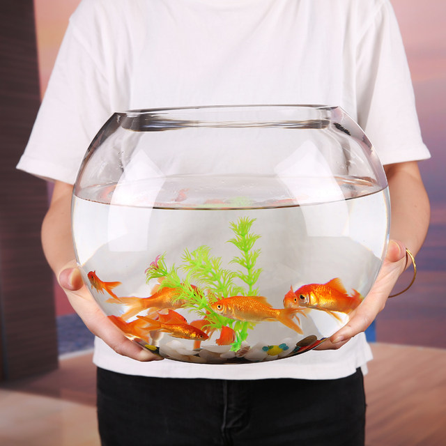 Creative round glass fish tank transparent large desktop thickened ...