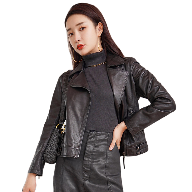 Autumn new Ms. Haining leather leather clothes short slim slim ...